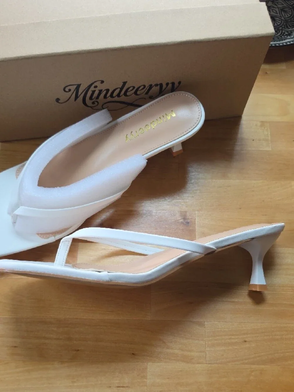 Shoes | White Squaretoe Thong Heeled Sandals For Women | Poshmark